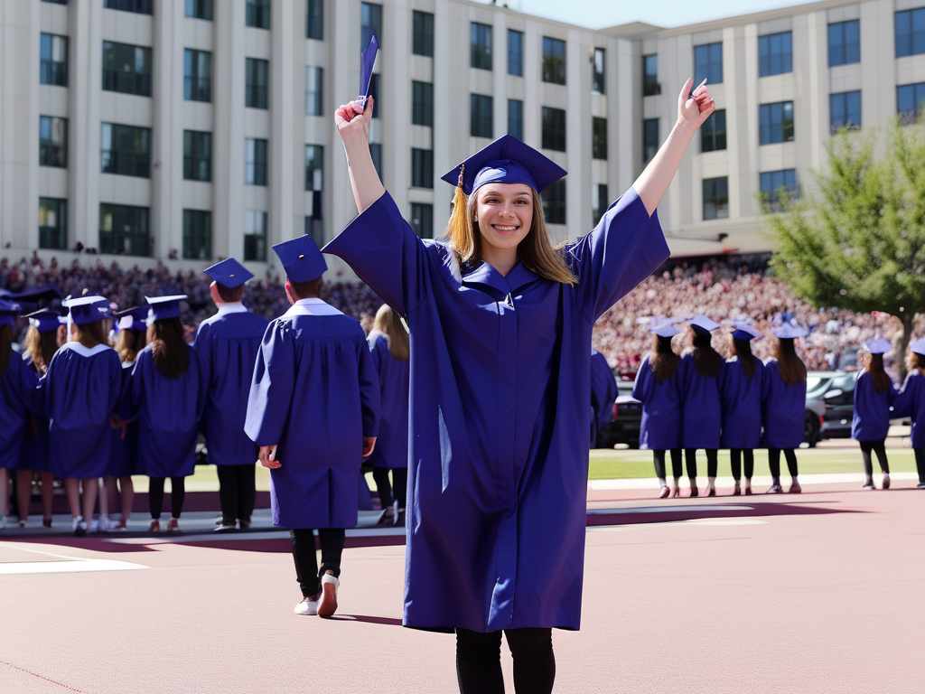 Joyful Graduate Celebrating Achievement at Outdoor Graduation Ceremony ...