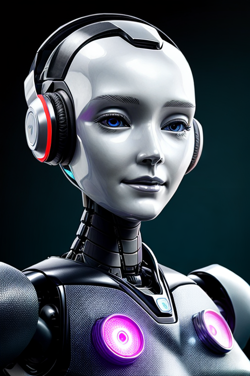 A nice female robot with headset for our AI Sales Coach platform