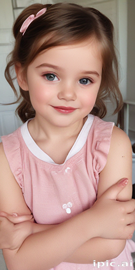 Charming Young Girl with a Sweet Smile and Cute Pink Outfit
