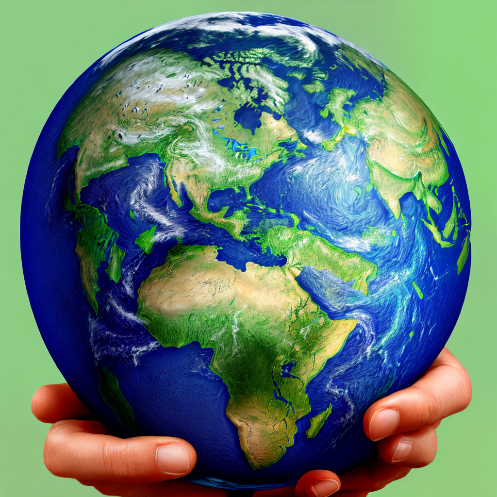 Detailed horror monster holding earth in its hands