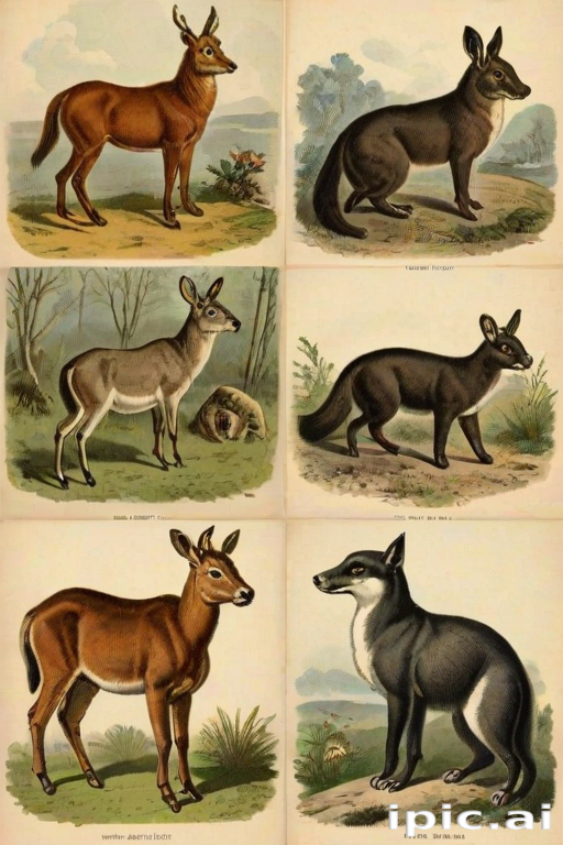 An Illustrated Collection of Diverse Animals from Various Natural Habitats