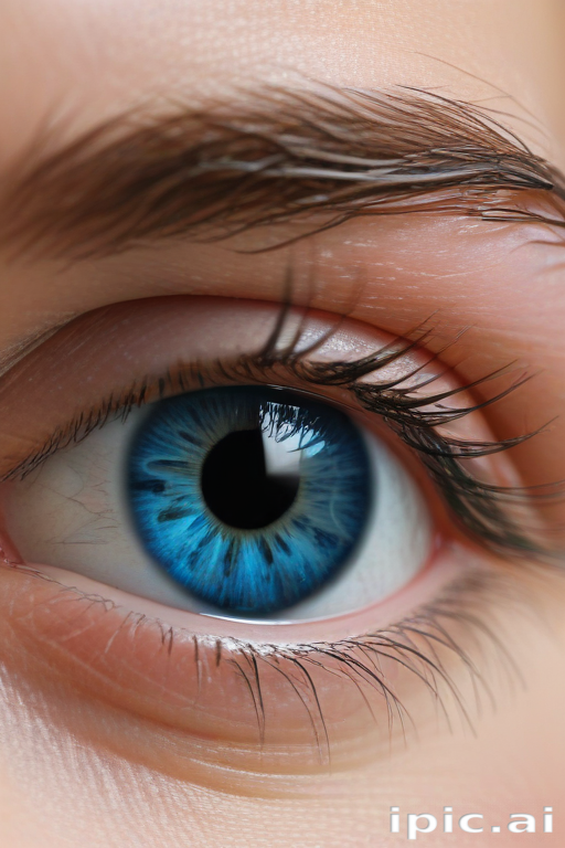 Close-Up of a Striking Blue Eye with Intricate Details and Textures
