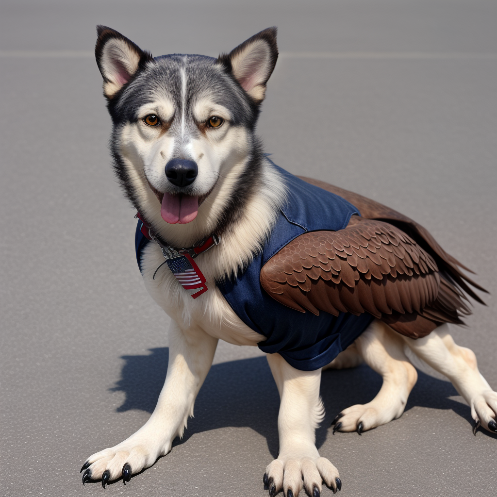 A Playful Dog Dressed in a Unique Eagle Costume with Wings.