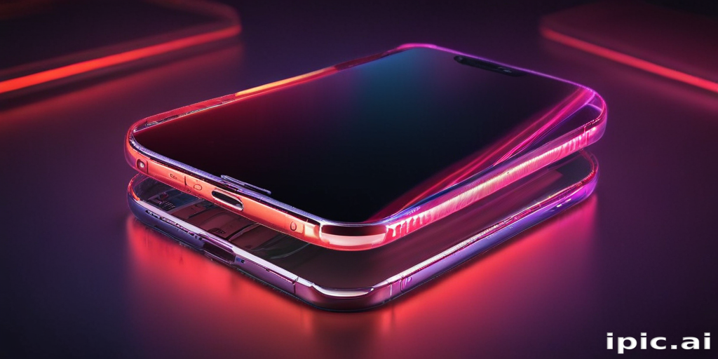 Stylish Modern Smartphones with Vibrant Neon Lighting and Reflective ...