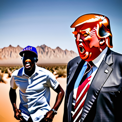 Black people attacking Donald Trump in desert