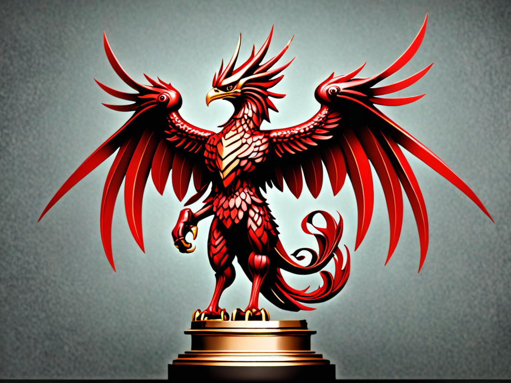 red fenix trophy 2d draw with outh back ground anime style