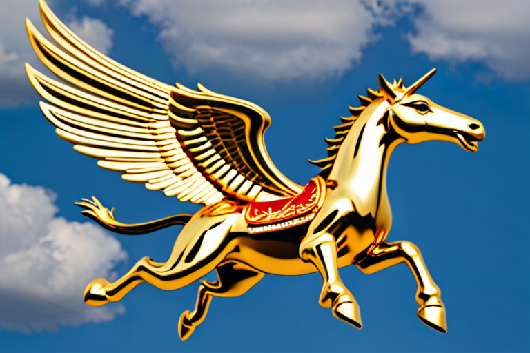 Highly detailed shining buraq flying through the heavens