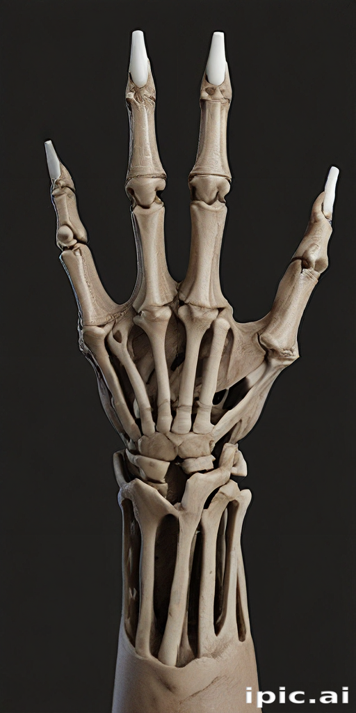 Detailed Anatomical Model of a Human Hand with Visible Bone Structure