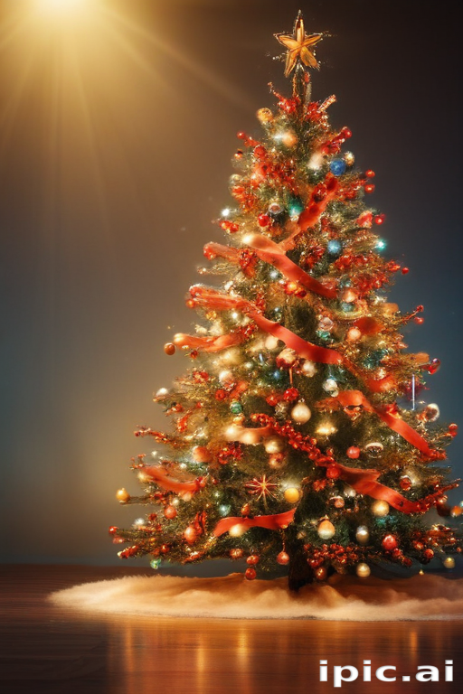 Beautifully Decorated Christmas Tree Glowing with Lights and Ornaments