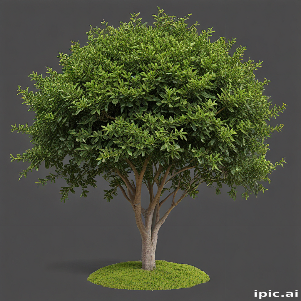 Lush Green Tree with Abundant Foliage Surrounded by Soft Grass Base.