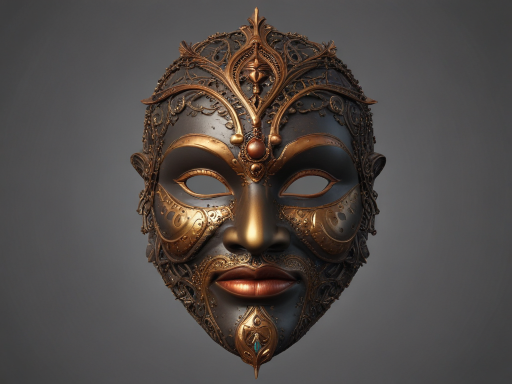 Intricately Designed Decorative Mask with Ornate Patterns and Rich Textures