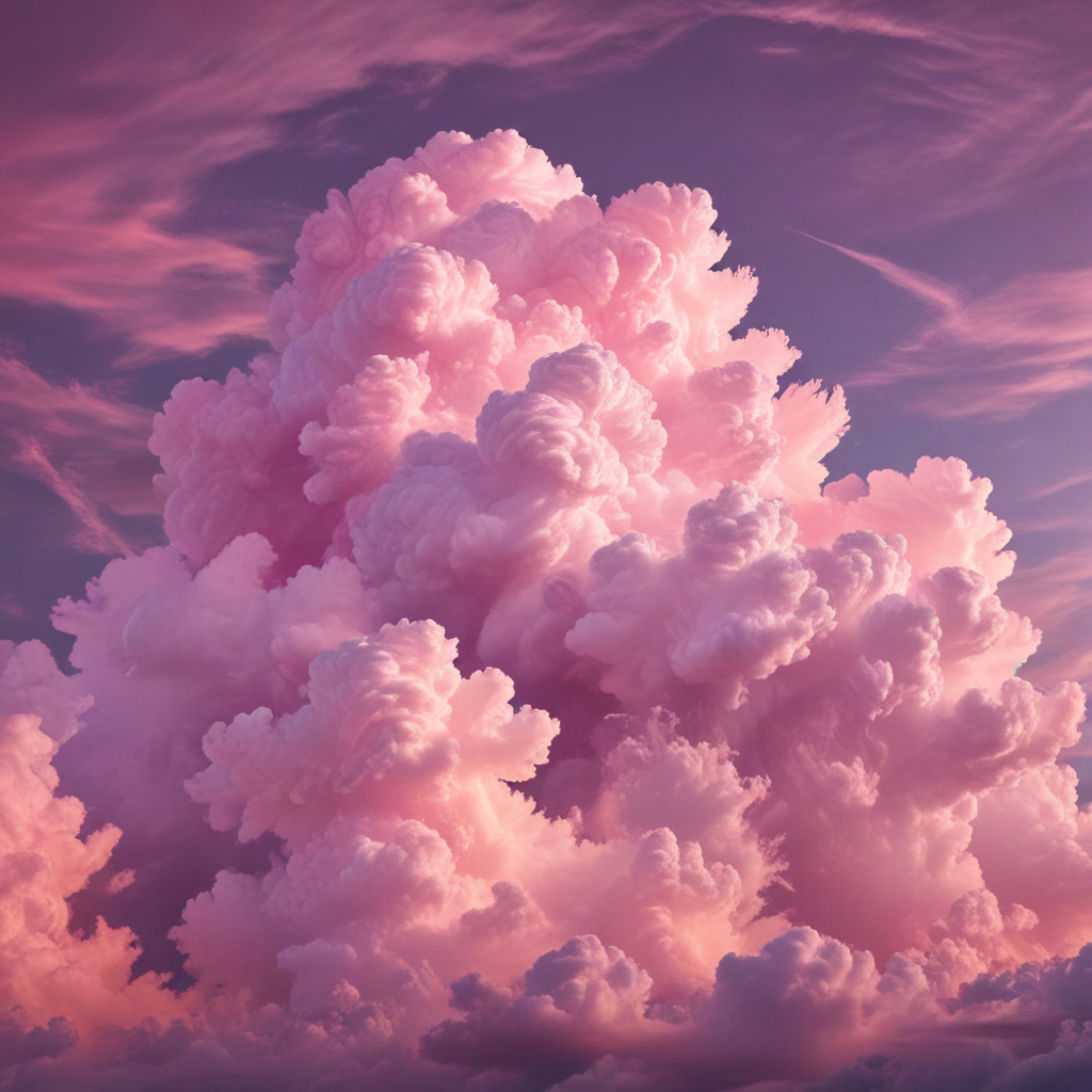 A Stunning Display of Fluffy Pink Clouds Against a Twilight Sky.