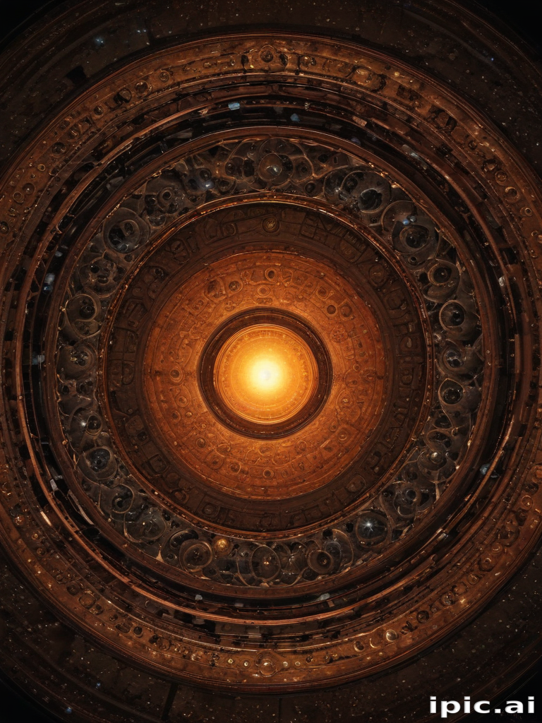 Intricate Circular Design Illuminated by a Central Radiant Light Source