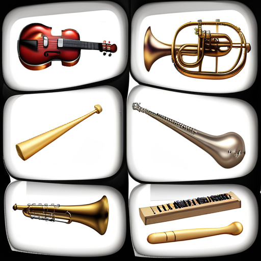 An Artistic Display of Various Musical Instruments in Vibrant Colors