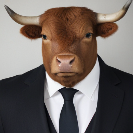 Bull in suit