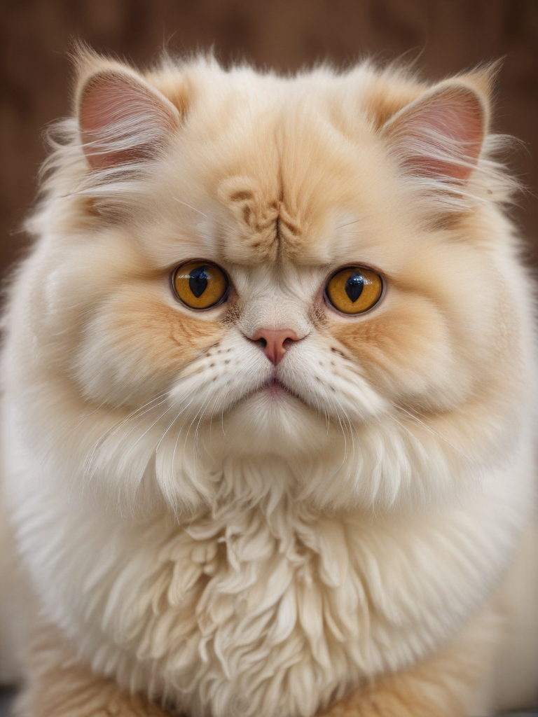 Adorable Persian Cat with Fluffy Fur and Expressive Golden Eyes