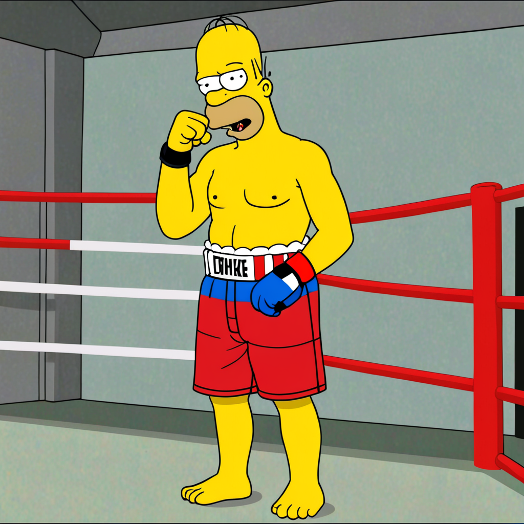 Homer simpson as a Russian boxer, simpsons style