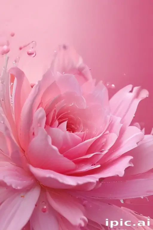 Delicate Pink Flower Petals Glimmering with Water Droplets Against a ...
