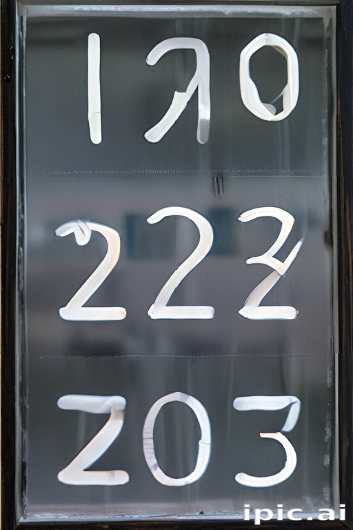 Door Numbers Displayed on a Glass Window in White Paint