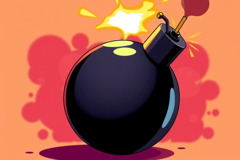 Cartoon Bomb Ready to Explode Against a Bright Colorful Background