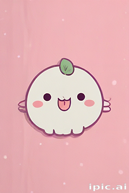 Cute Cartoon Character with a Leaf on Its Head Smiling Joyfully Against ...