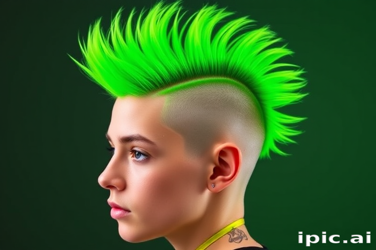 Vibrant Green Mohawk Hairstyle Showcasing Bold Fashion and Individuality