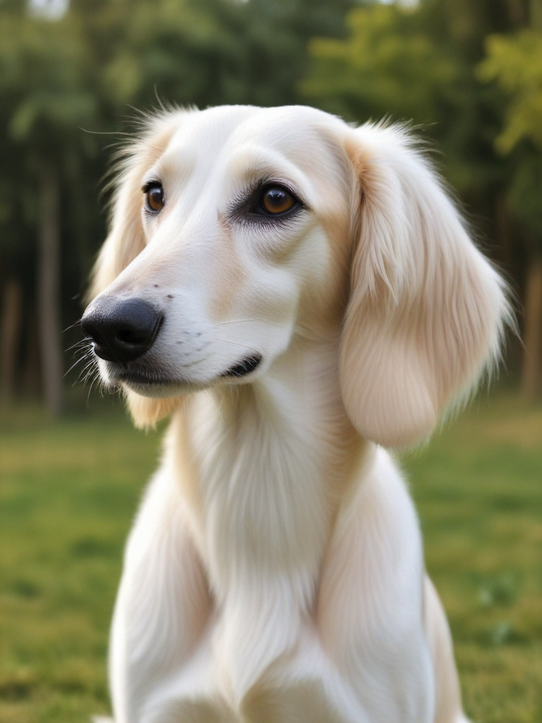 A Beautiful and Graceful Dog Sitting Outdoors in a Natural Setting
