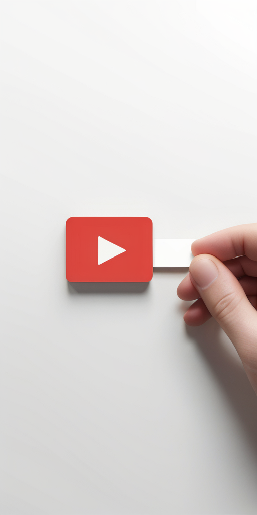 Hand Holding YouTube Play Button Symbol Against a Minimalist Background