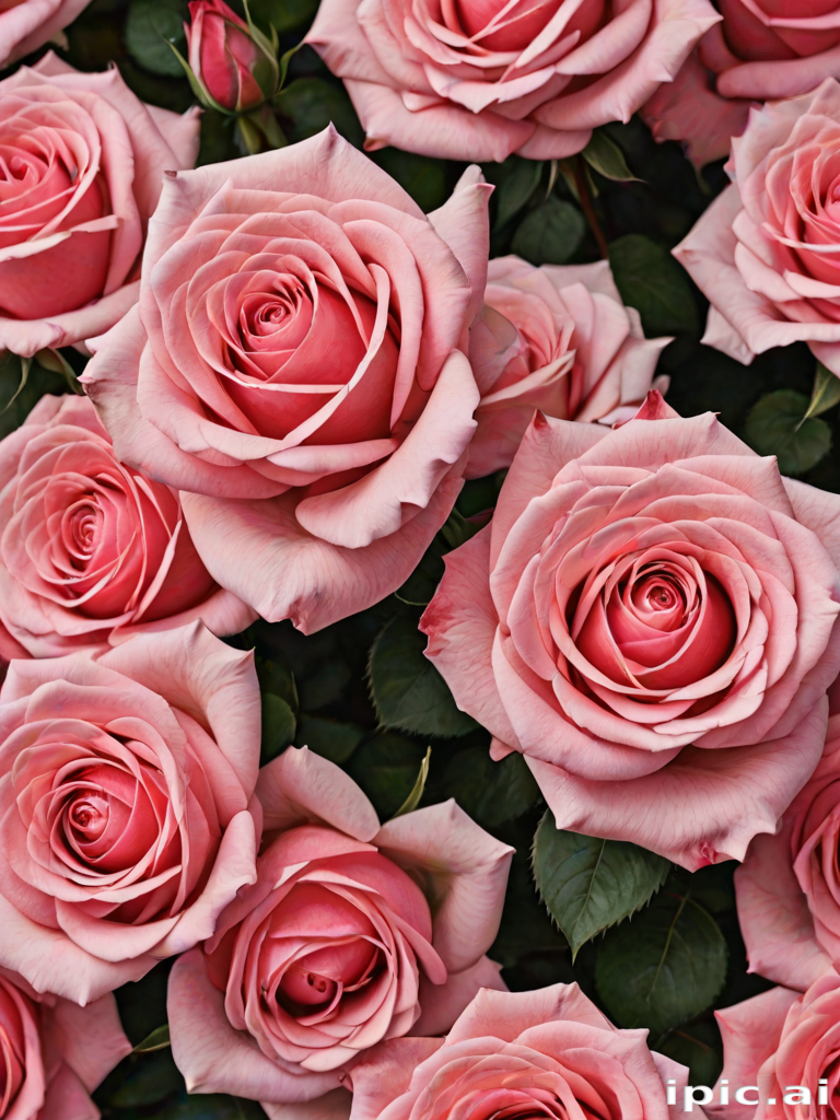 Beautiful Arrangement of Soft Pink Roses in Full Bloom for Decoration
