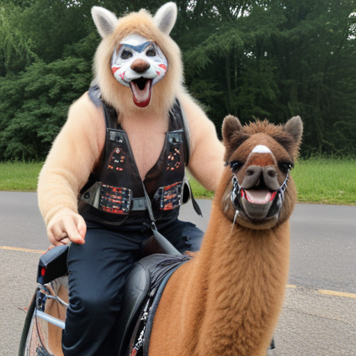 Juggalo riding an alpaca