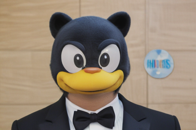 tux in front of the nixos logo