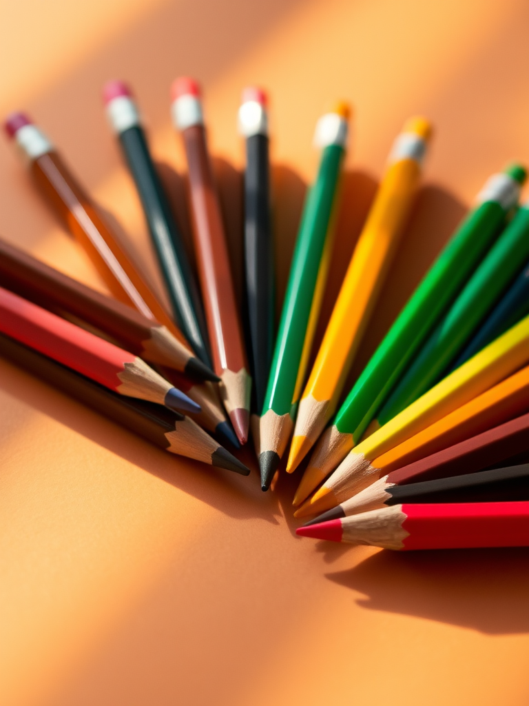 A Vibrant Collection of Colored Pencils Arranged in a Circular Pattern