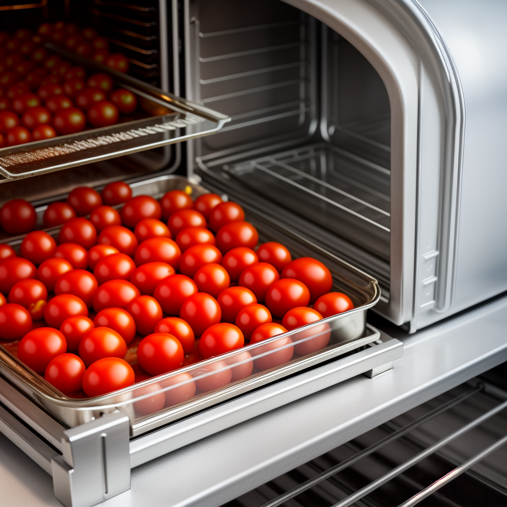 Fresh Red Tomatoes Stored Neatly in an Oven for Cooking or Baking