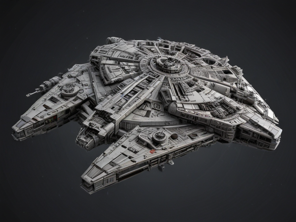 Detailed Model of a Futuristic Spaceship Gliding Through the Void of Space
