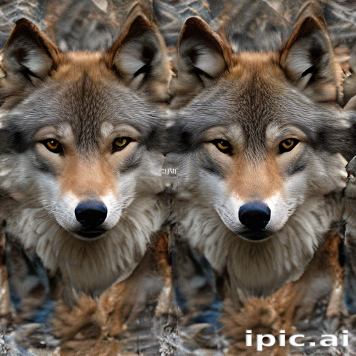 Two Majestic Wolves Staring Intently at the Observer in Nature