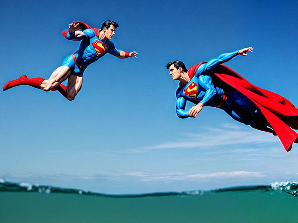 Superman diving in the ocean