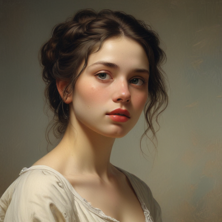 Portrait of a Young Woman with Soft Features and Gentle Expression