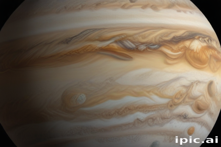 Stunning View of Jupiter's Colorful Atmosphere and Unique Cloud Patterns