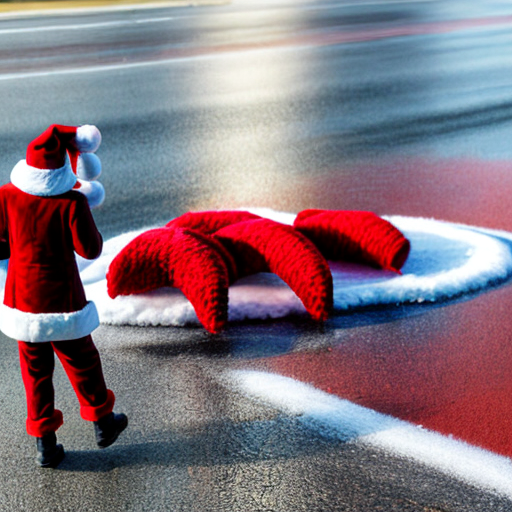 santa with elves and reindeer trying to get fit in freezing north pole