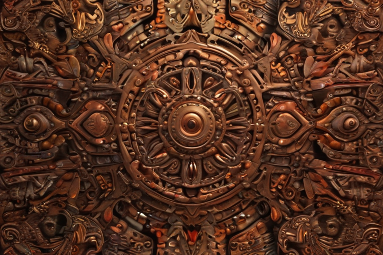 Intricate and Detailed Bronze Relief with Geometric Patterns and ...