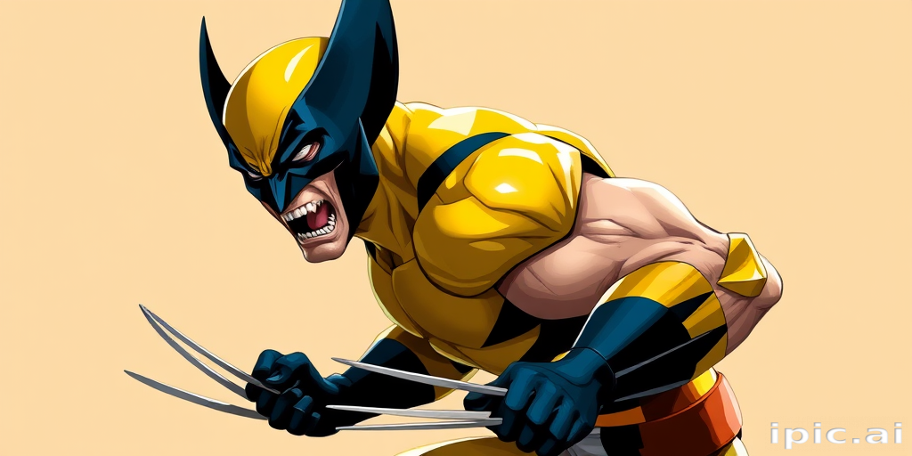 Dynamic Illustration of a Fierce Superhero with Claws and Intense ...