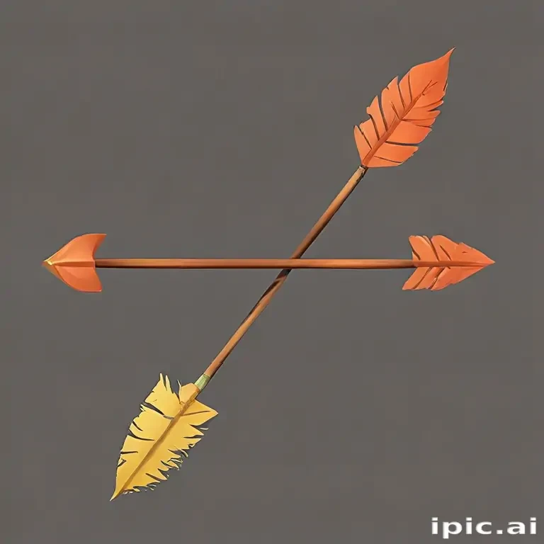 Two Colorful Arrows Crossed Against a Simple Gray Background