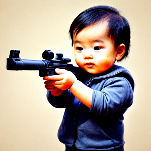 A baby with a gun