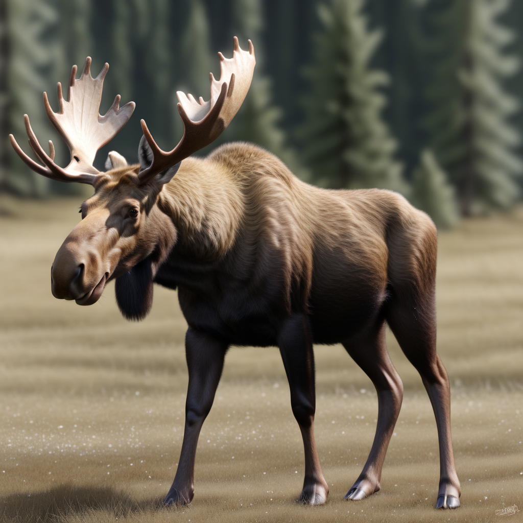 A Majestic Moose Standing Gracefully in a Lush Forest Setting.