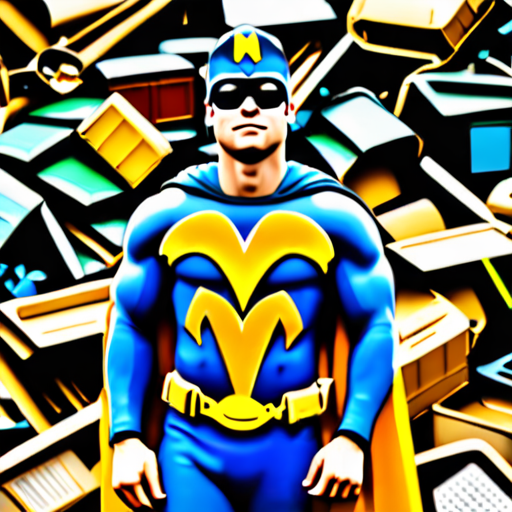 A superhero called bin man. He has a bin logo on his chest and a banana ...