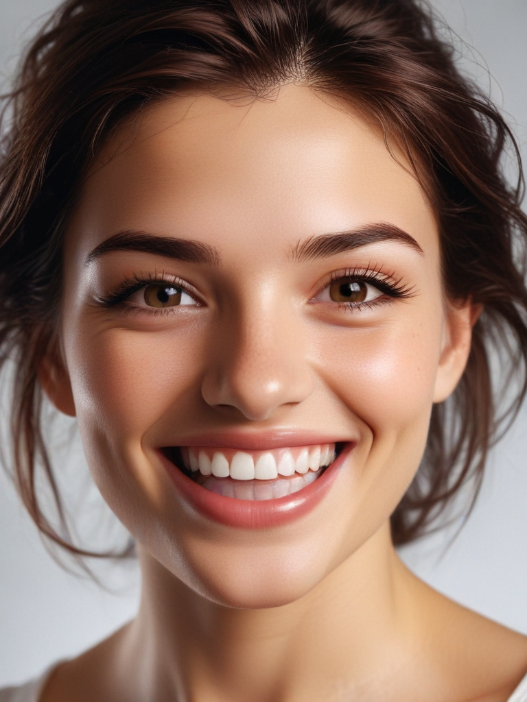 Radiant Young Woman with a Bright Smile and Gleaming Eyes
