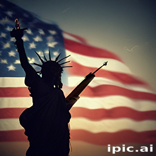 Symbol of Freedom: The Statue of Liberty Against the American Flag