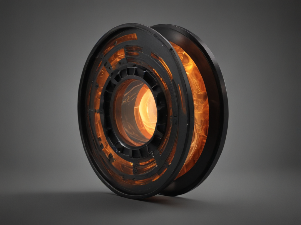 A Futuristic Circular Device Emitting Glowing Orange Light in a Dark ...