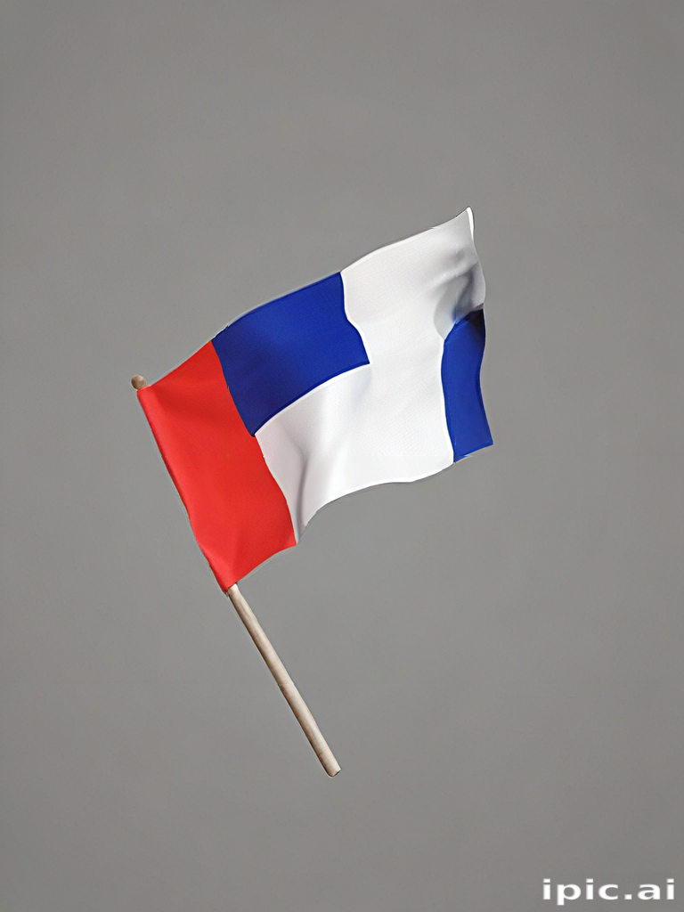 Vibrant Flag of France Waving Gracefully Against a Neutral Background