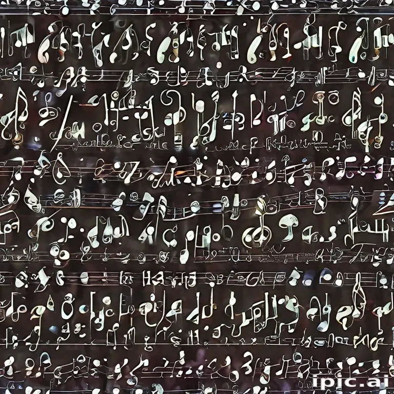 An Intricate Arrangement of Musical Notes in a Unique Patterned Design